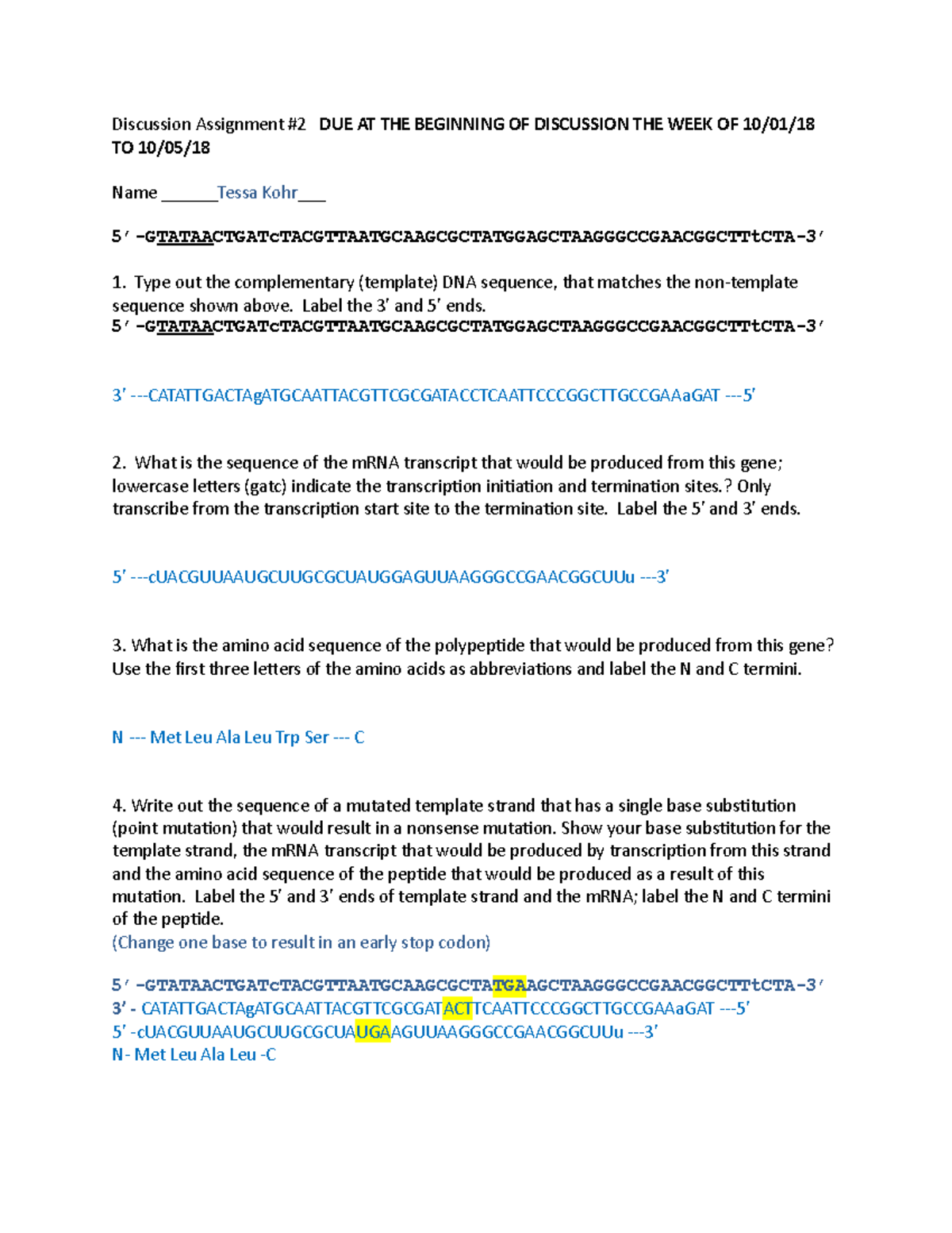 Discussion HW 2 - Homework assignment - Discussion Assignment #2 DUE AT ...