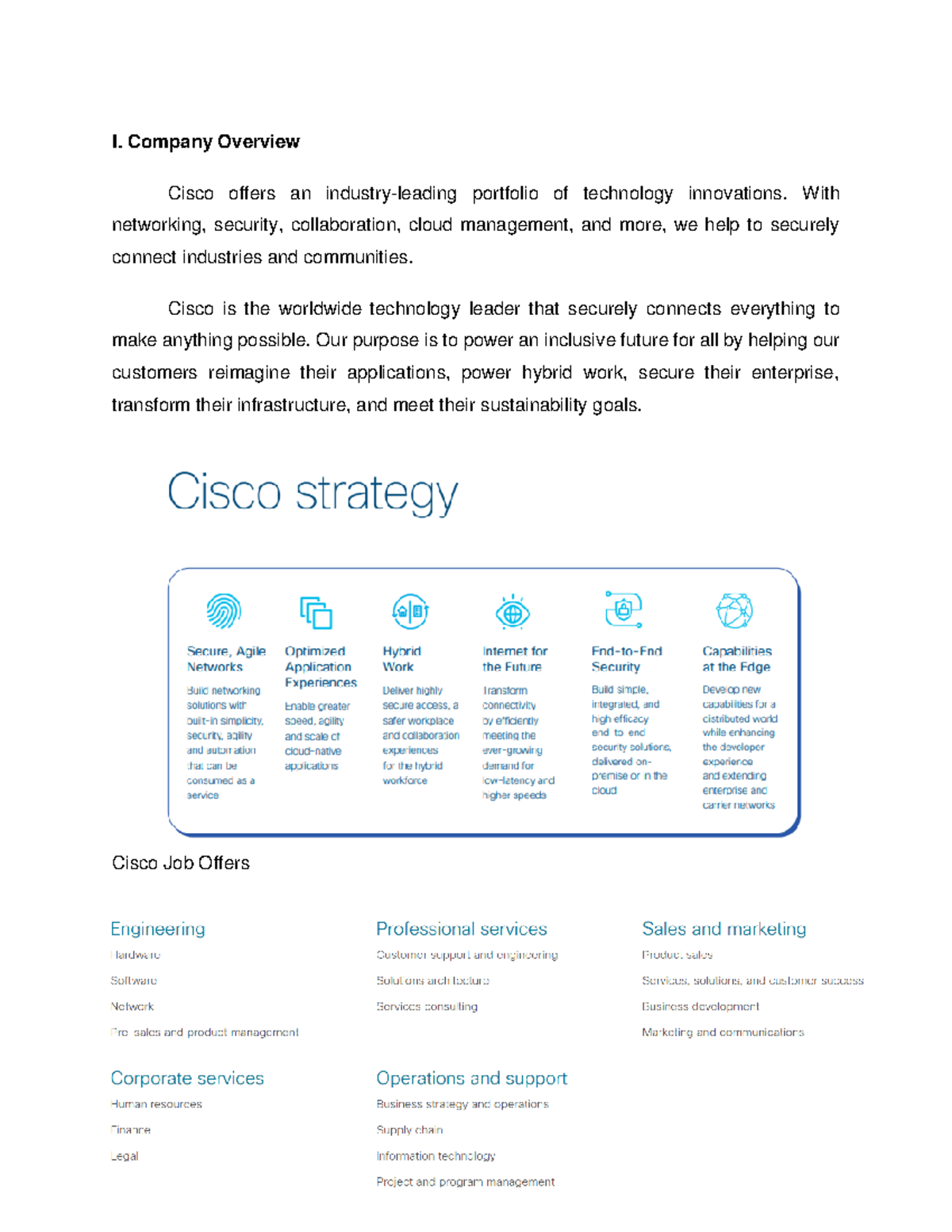SMGT Report - Service Management - I. Company Overview Cisco offers an ...