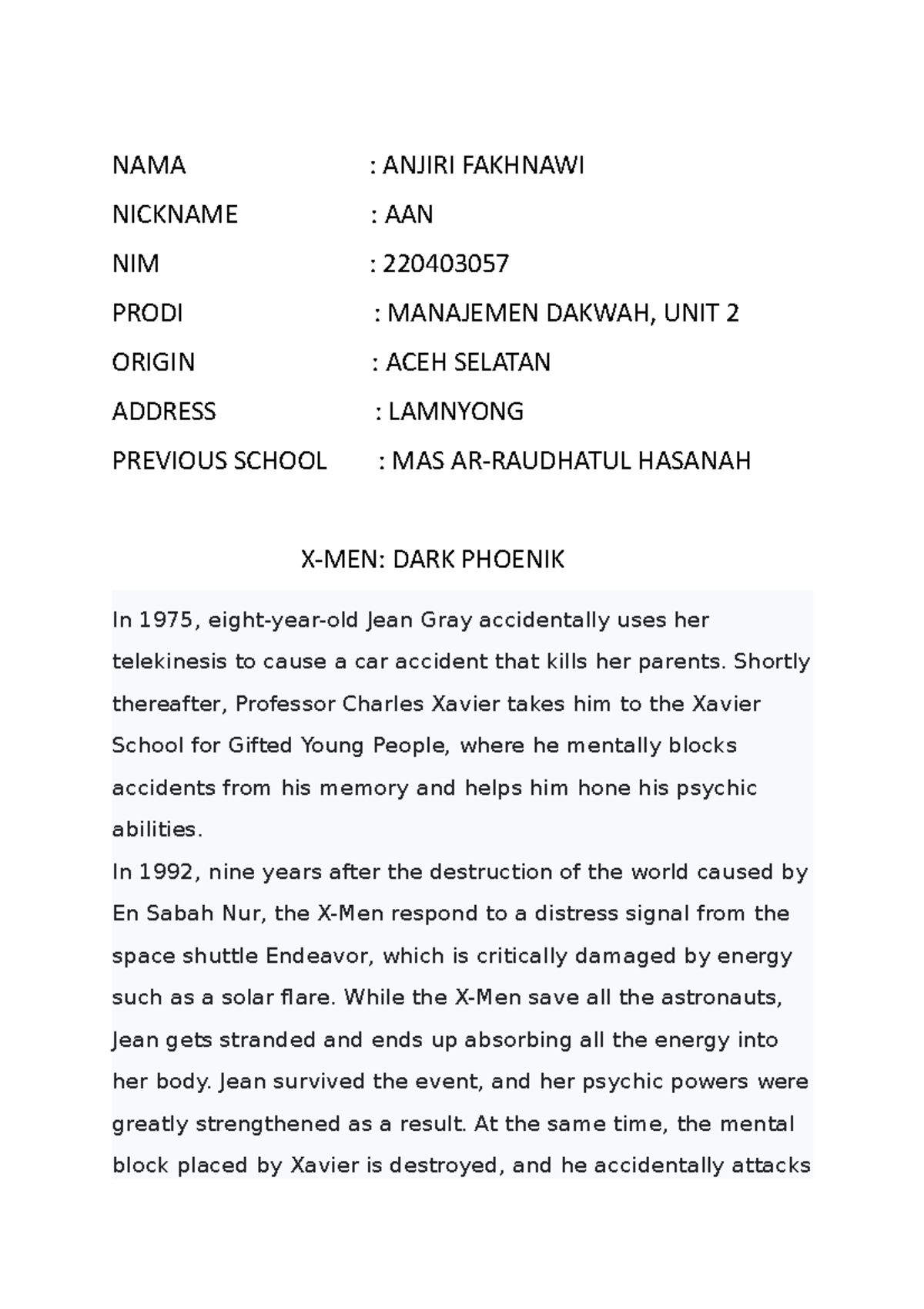 Anjiri - In 1975, eight-year-old Jean Gray accidentally uses her ...