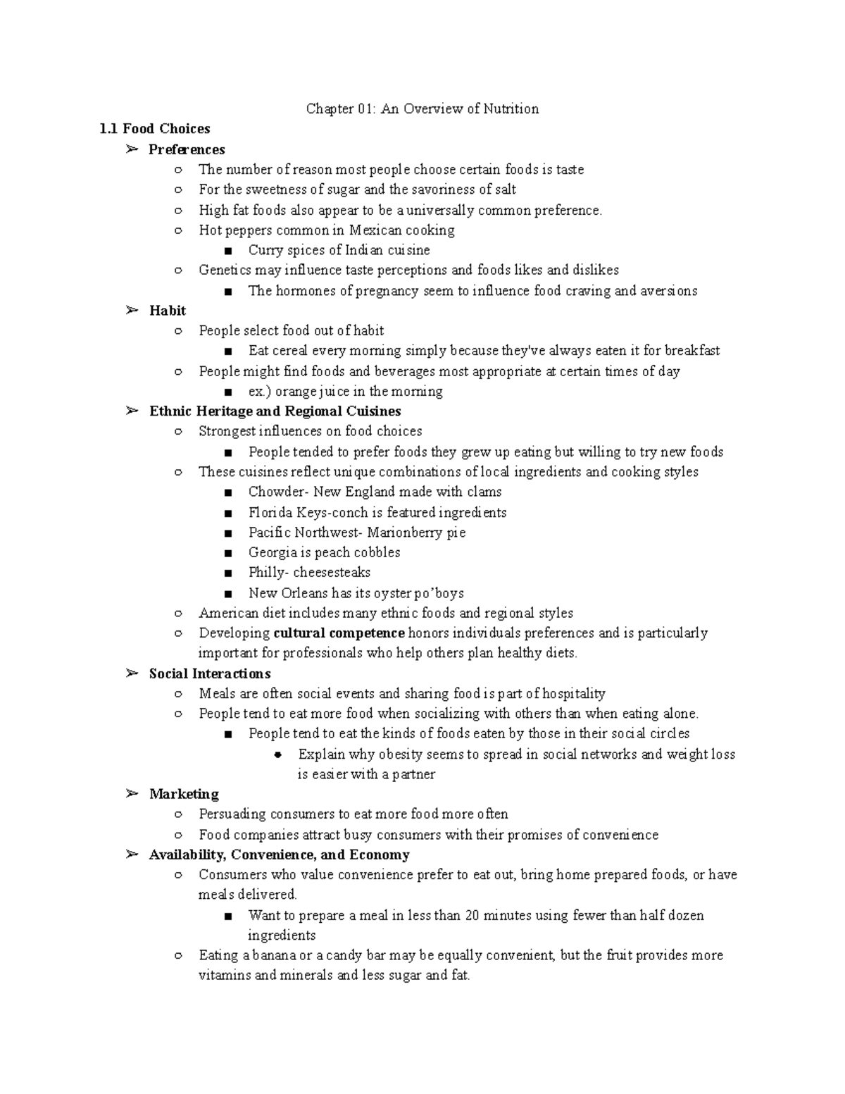 Chapter 01 An Overview of Nutrition - Chapter 01: An Overview of ...