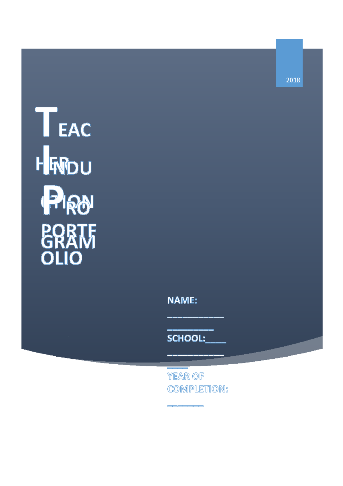 TIP- Portfolio - for educational purposes - ####### 2018 TEAC HER INDU ...