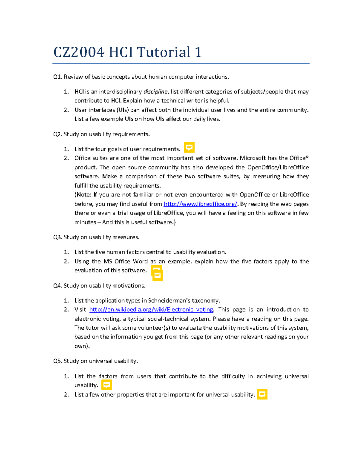 Tutorial 1 questions - CZ2004 HCI Tutorial Q1. Review of basic concepts about human computer ...