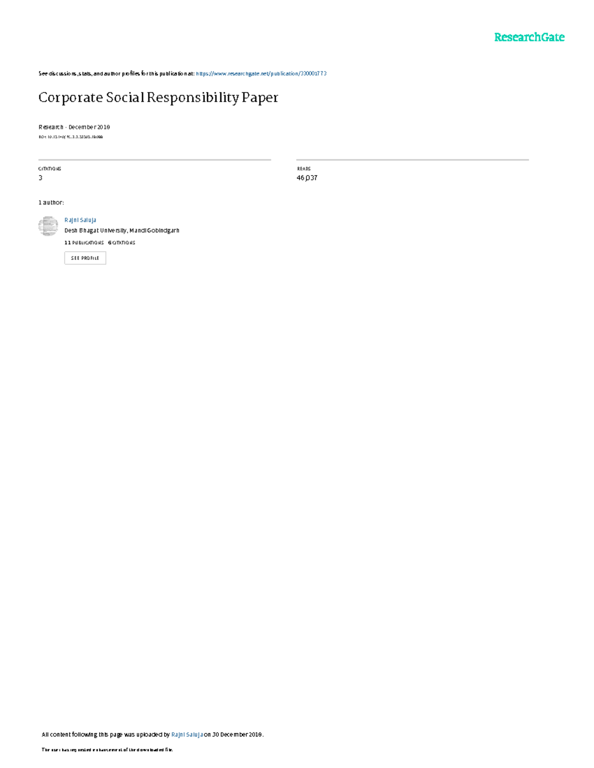 Corporate Social Responsibility Paper - See discussions, stats, and ...