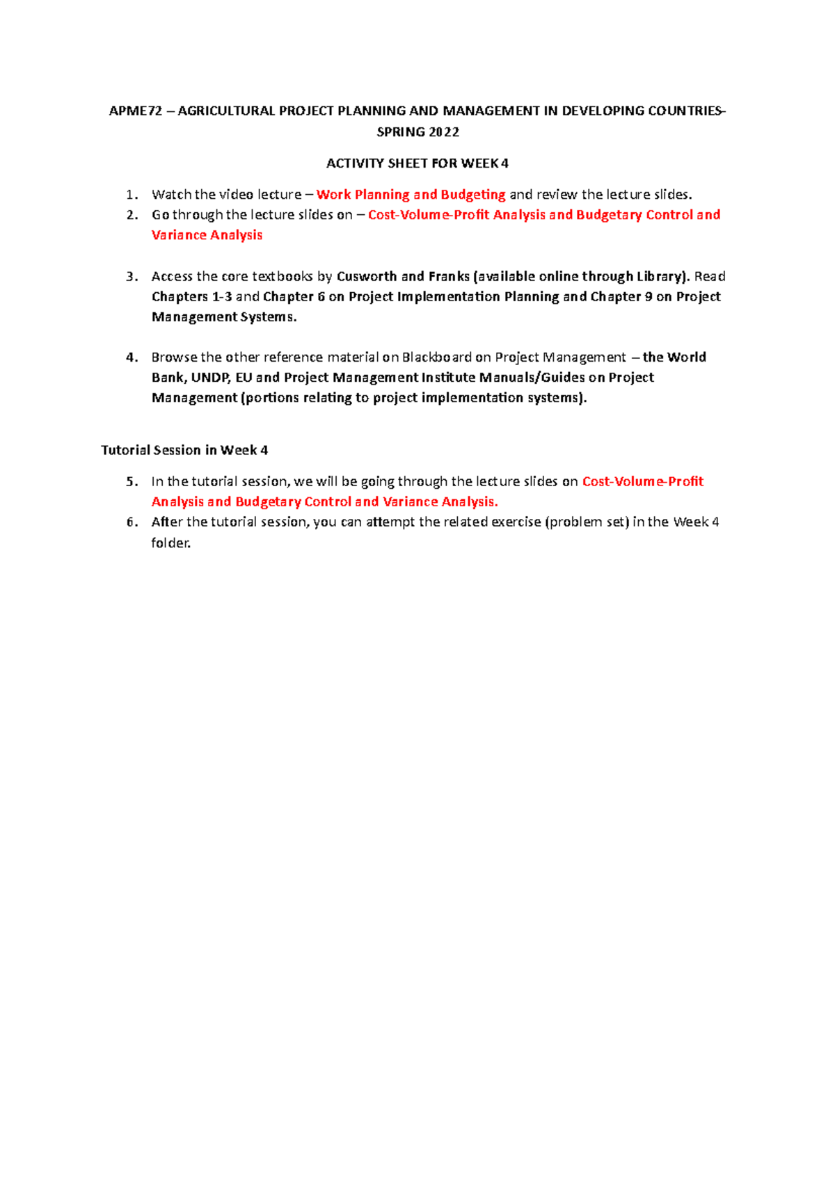 Activity Sheet - Week 4 - APME72 – AGRICULTURAL PROJECT PLANNING AND ...