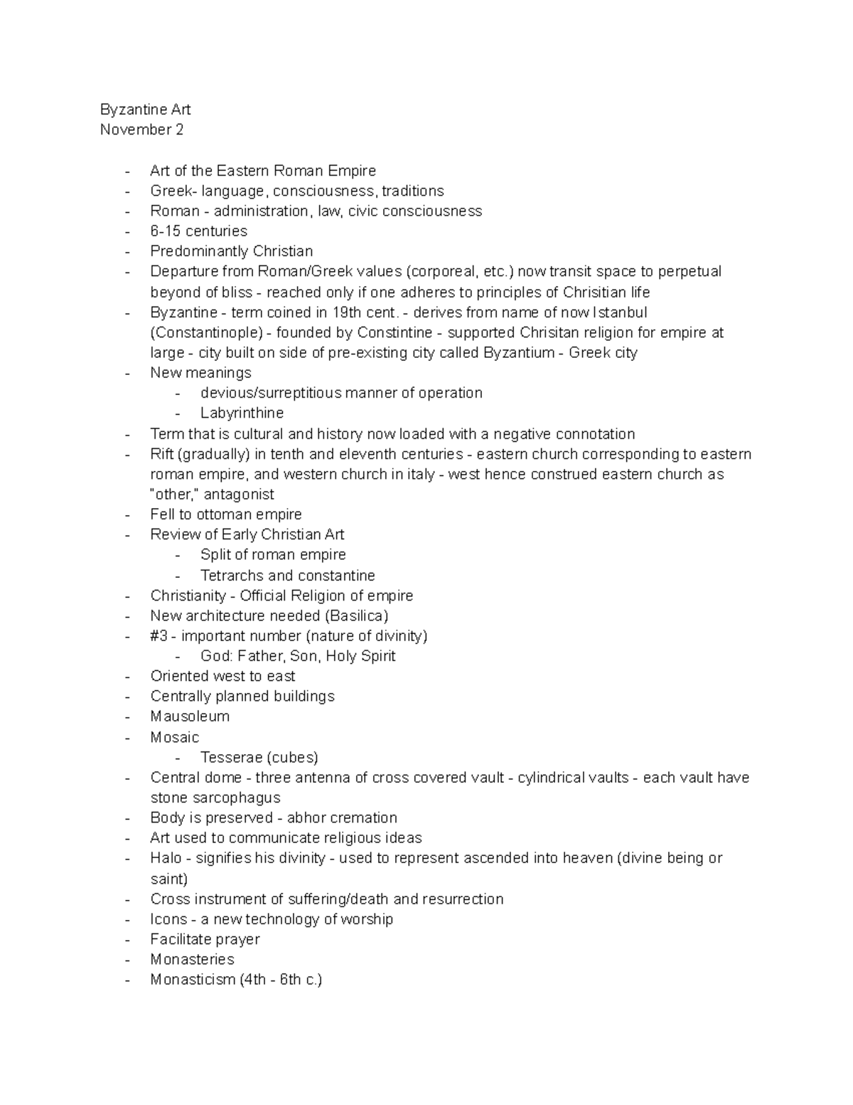 Byzantine Art - Nassos lecture notes - Byzantine Art November 2 Art of ...