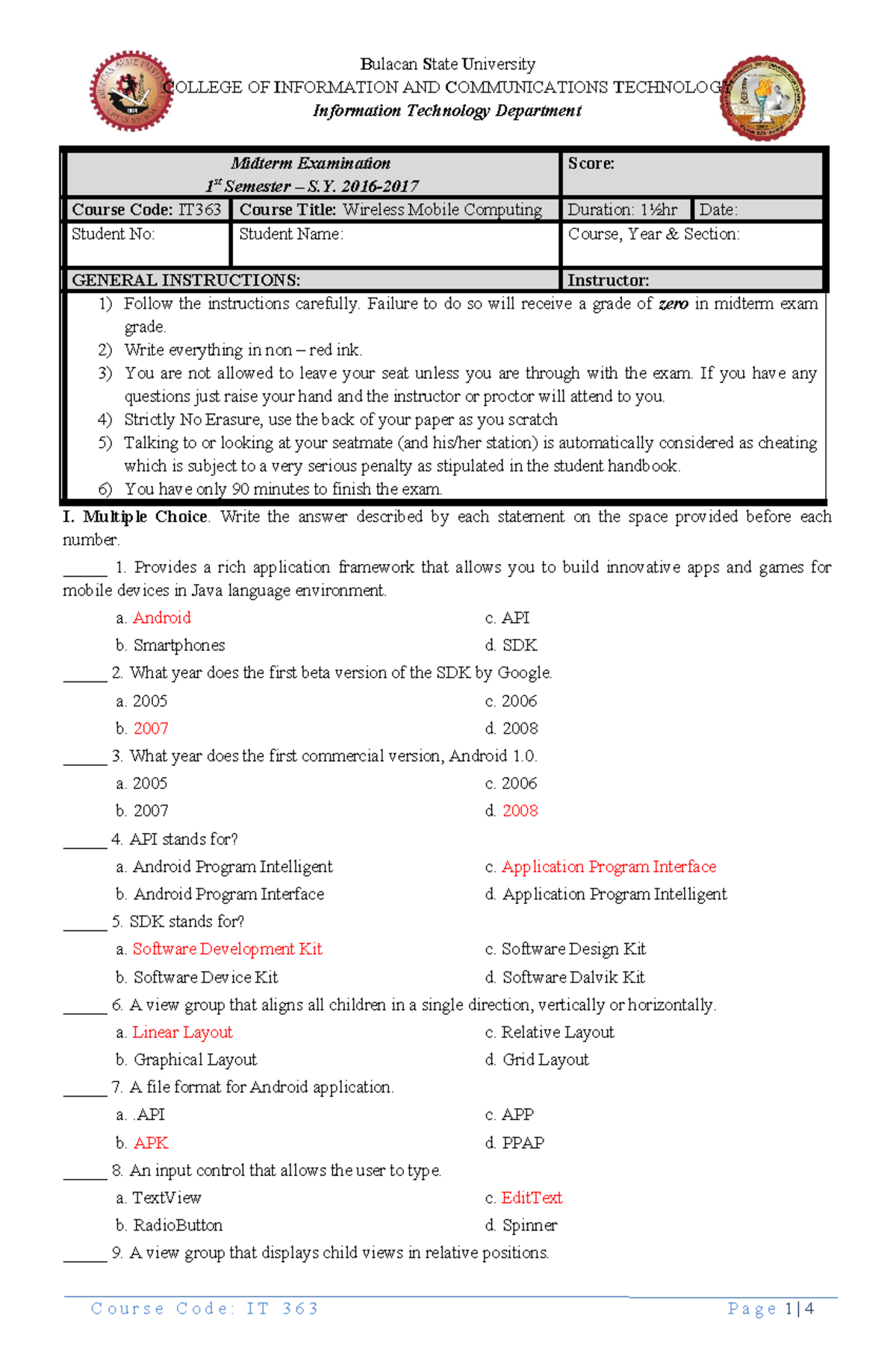 Ilide - tee - Bulacan State University COLLEGE OF INFORMATION AND COMMUNICATIONS TECHNOLOGY ...