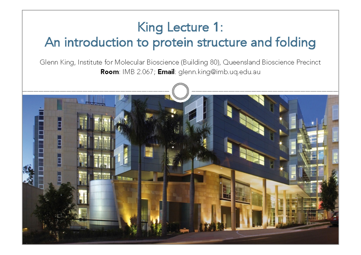M5 protein structure & folding - King Lecture 1 : An introduction to ...
