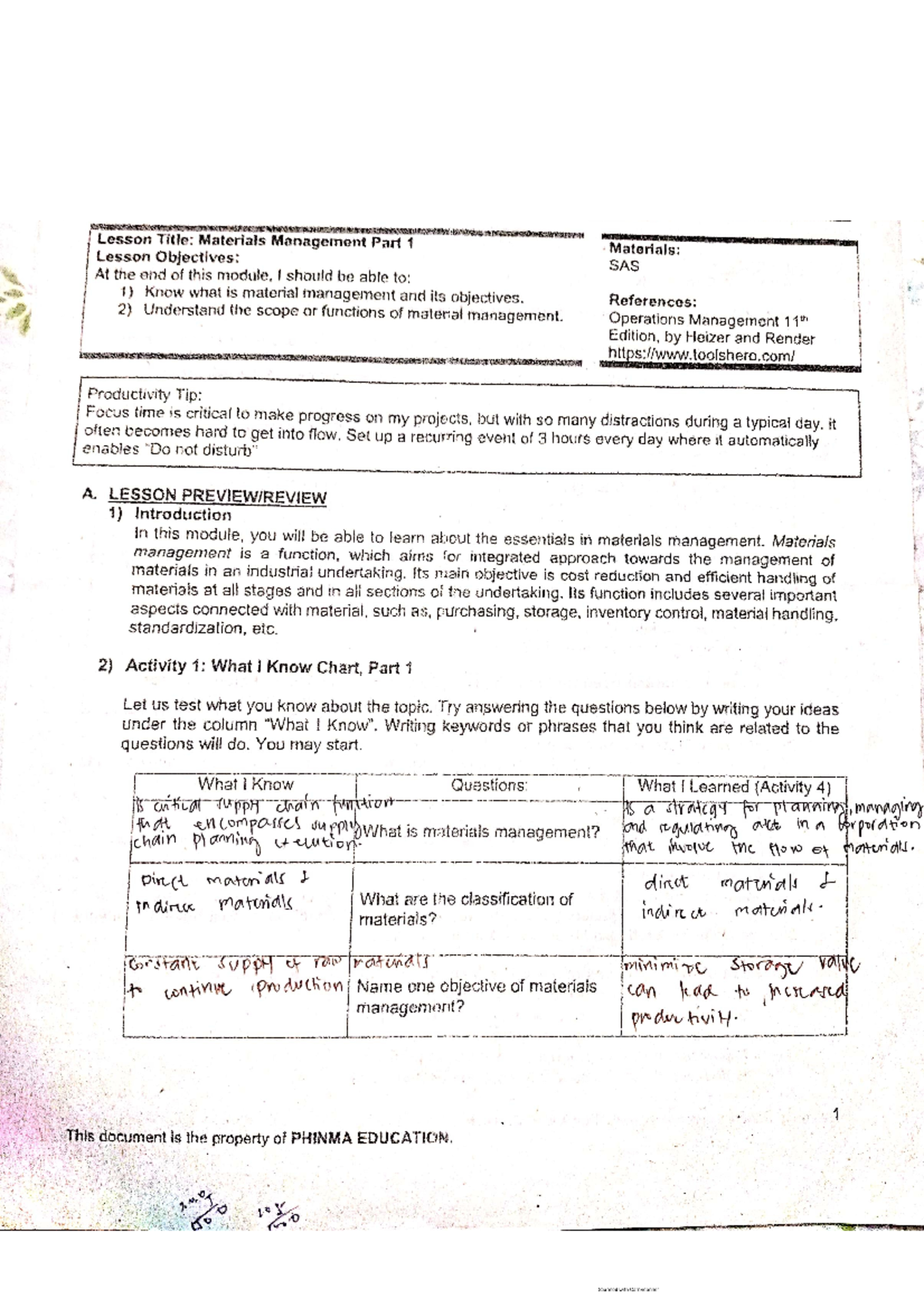 Operation Management Studocu