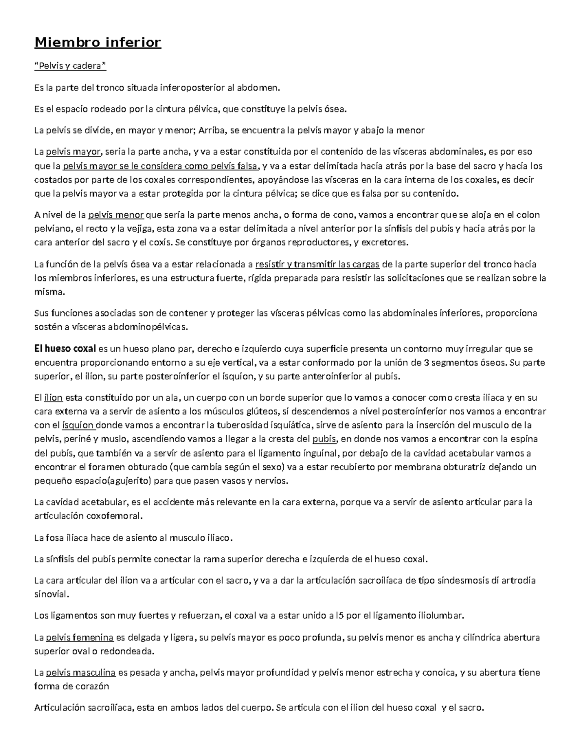 Miembro inferior 3 - anatoo - Miembro inferior “Pelvis y cadera” Es la ...
