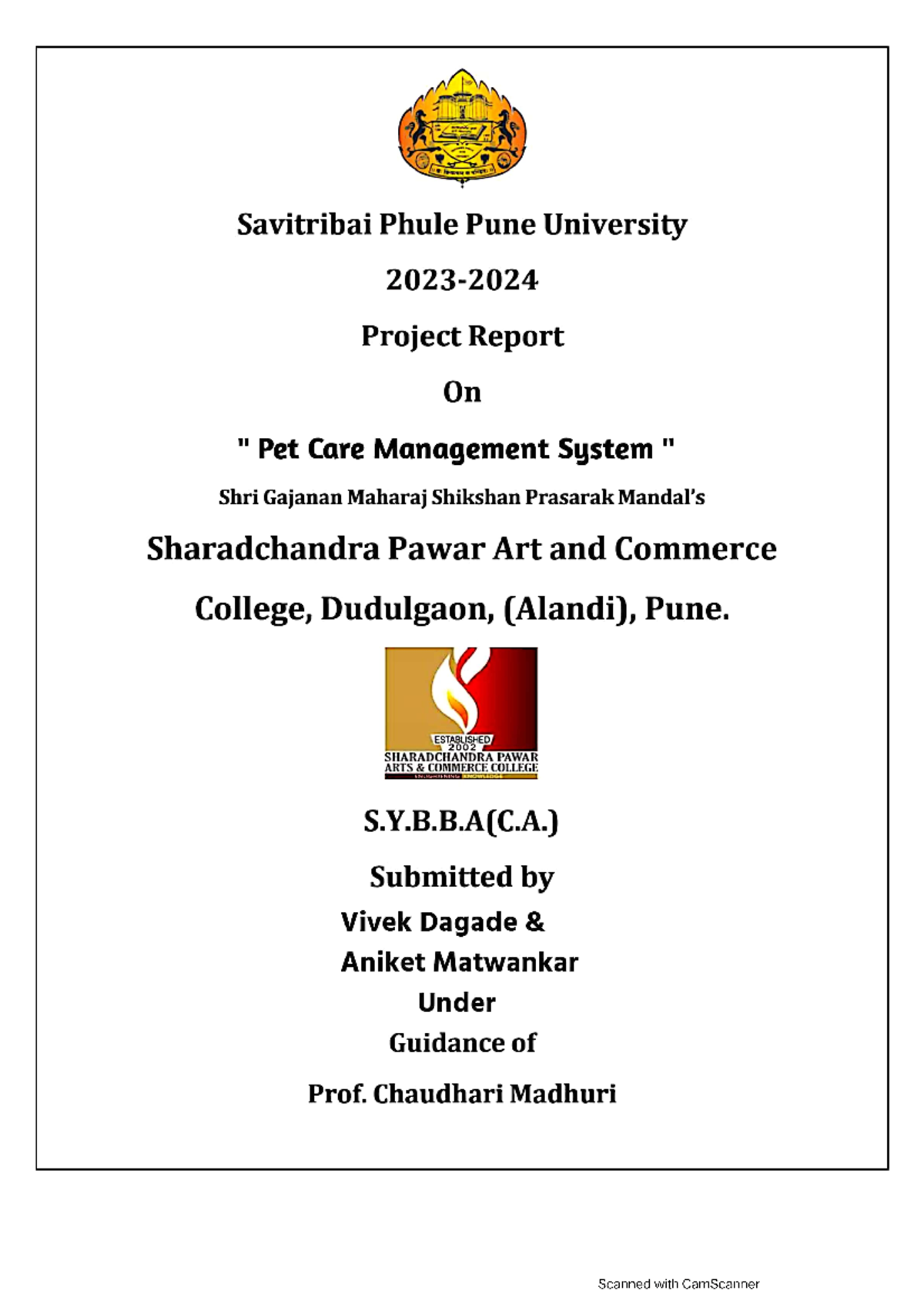 PET CARE Management System - Savitribai Phule Pune University Project ...