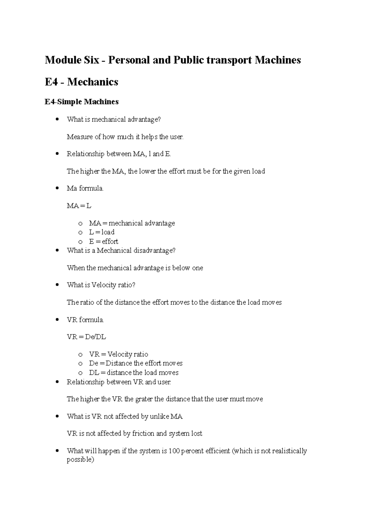 M1 - Mathematics lecture - Module Six - Personal and Public transport ...