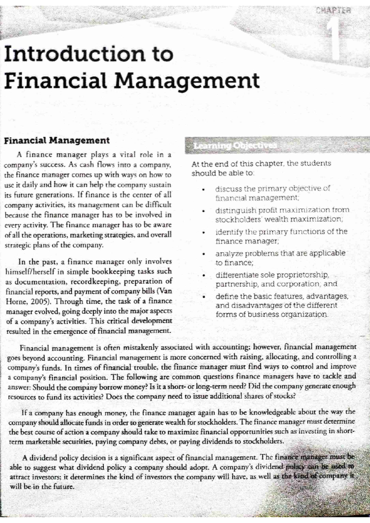 Financial-Management-Ch - CHAPTER Introduction to Financial Management ...