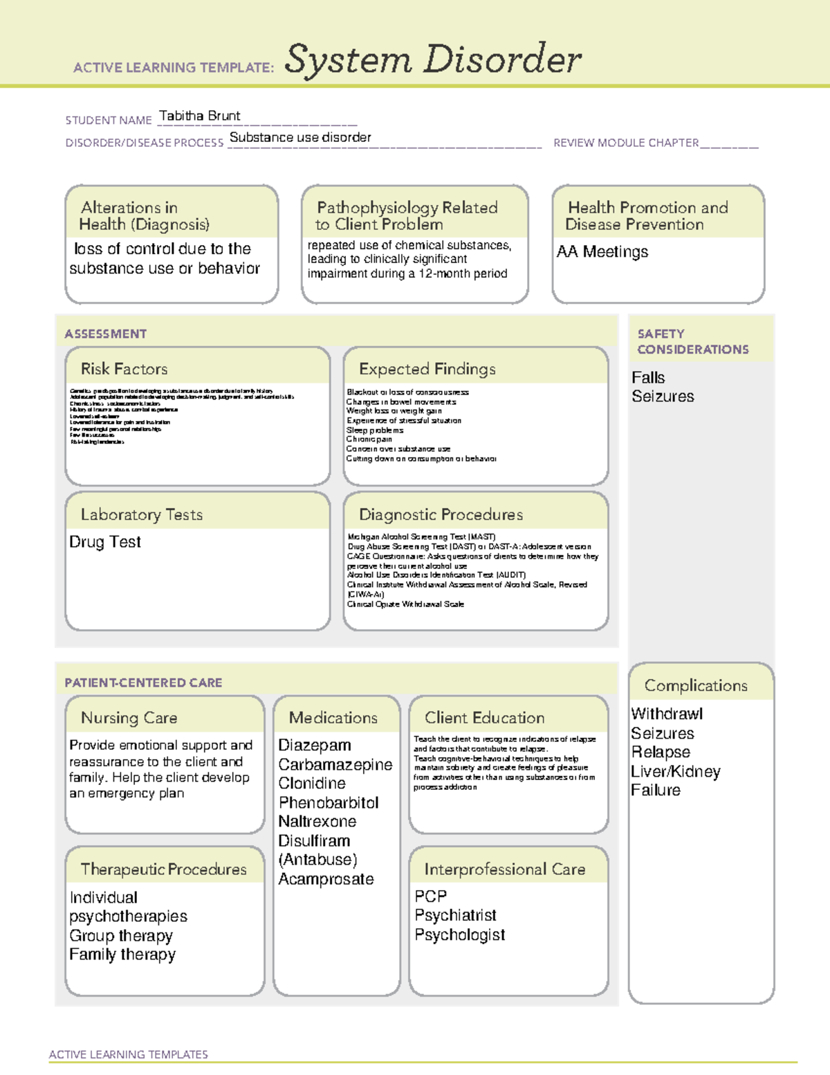 Substance use disorder - ACTIVE LEARNING TEMPLATES System Disorder ...