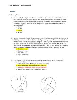 Answers to Practice Midterm Multiple Choice only - Answers to Practice ...