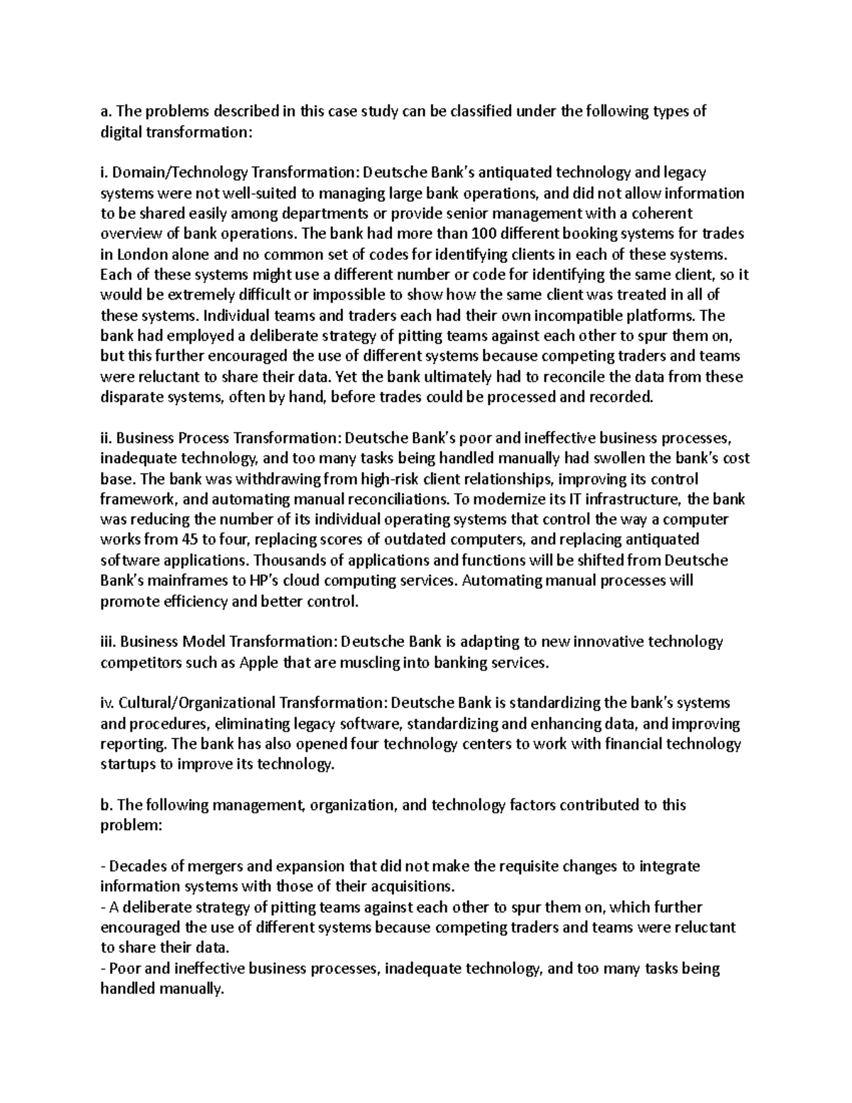 Group Assignment Digital Revolution in Fintech - a. The problems described in this case study ...