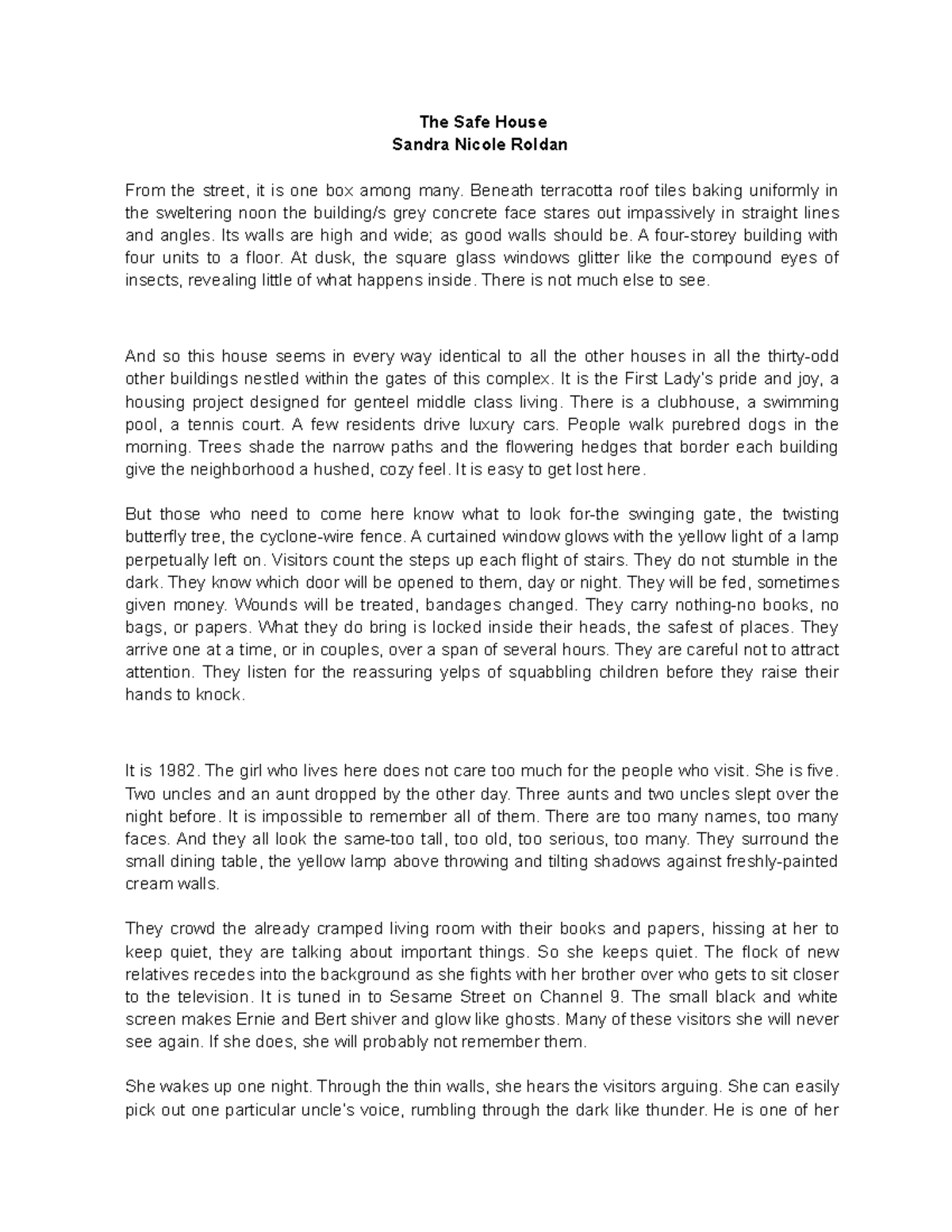 The-Safe-House - stem - The Safe House Sandra Nicole Roldan From the ...