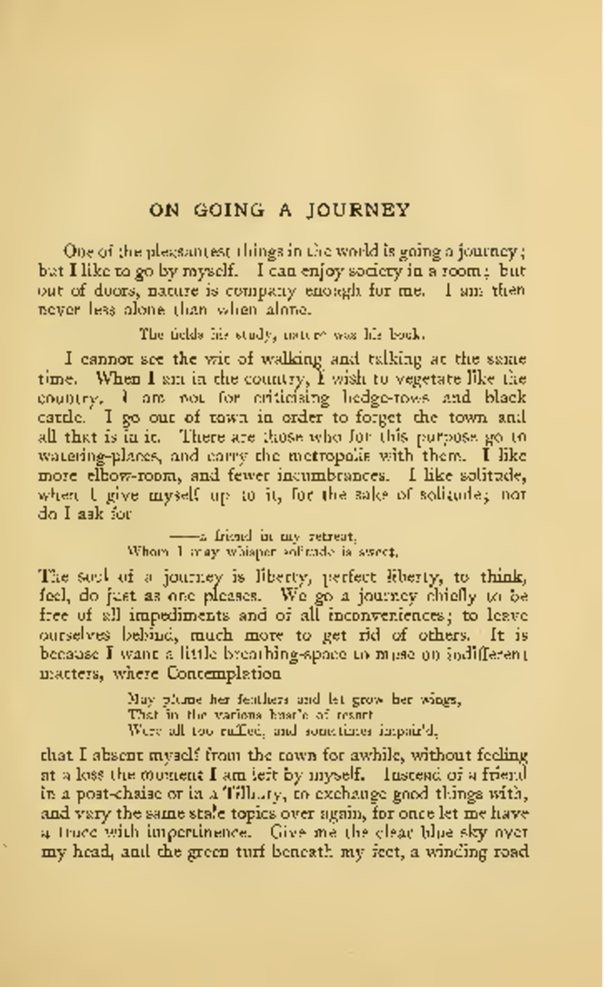 On Going A Journey - Poem - ON GOING A JOURNEY One of the pleasantest ...