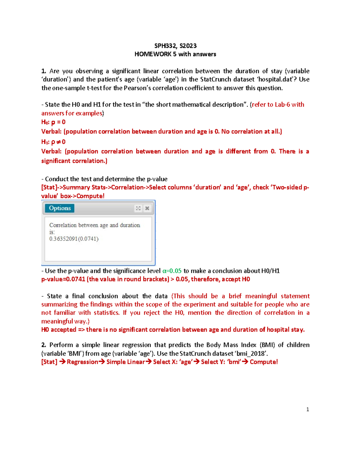 2023 Homework 5 w/ answers - 1 SPH332, S HOMEWORK 5 with answers Are you observing a significant ...