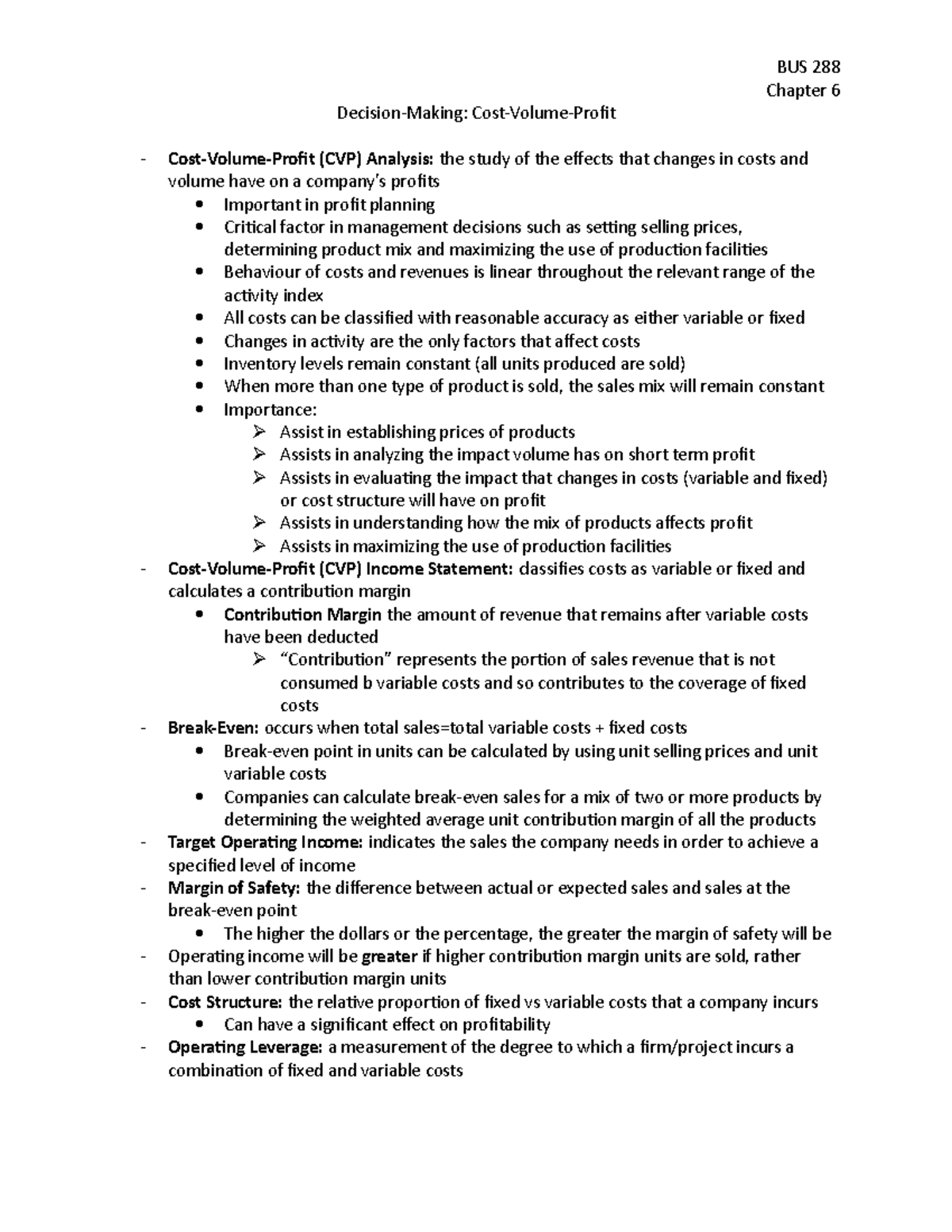 Chapter 6 - Summary Managerial Accounting: Tools for Business Decision ...