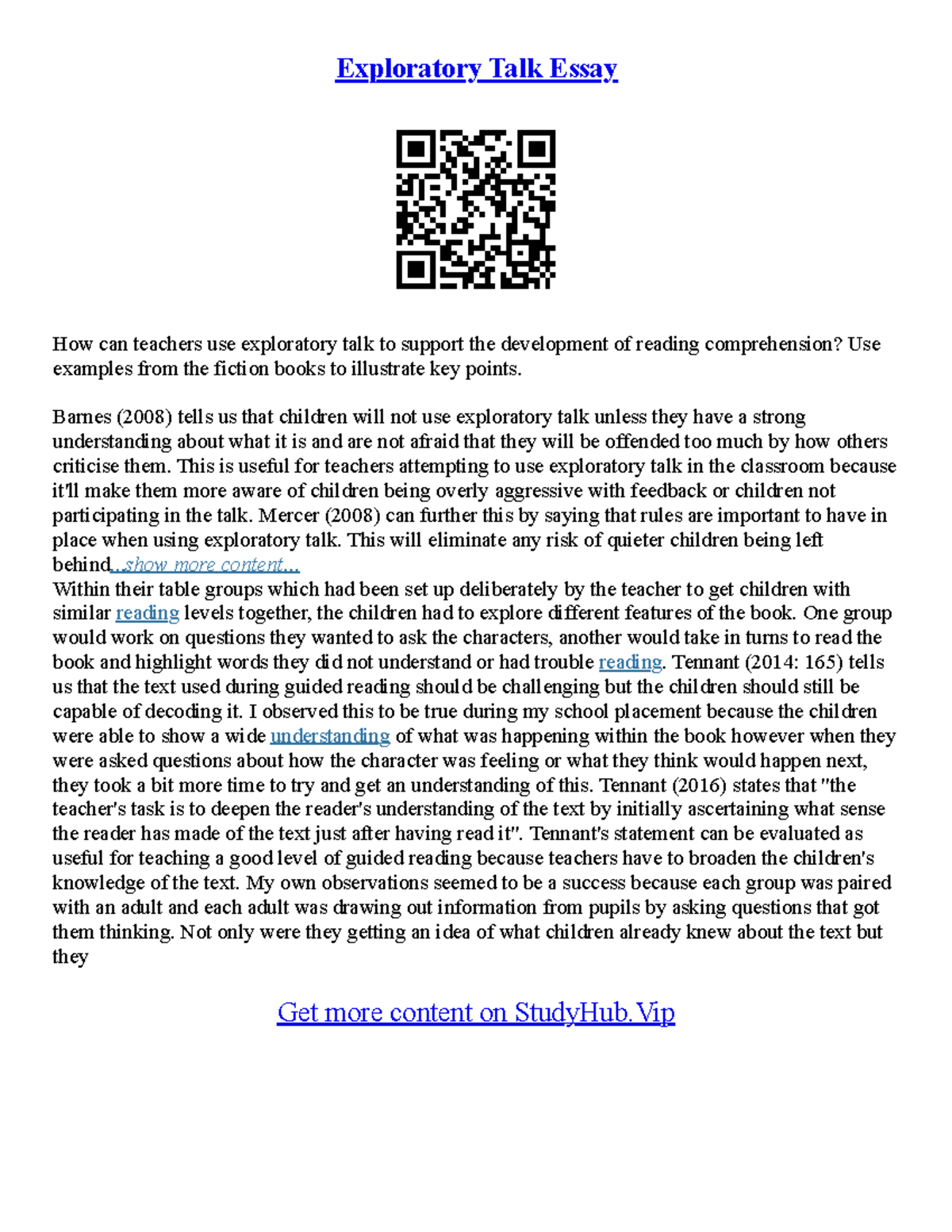 Exploratory Essay - Exploratory Talk Essay How can teachers use ...