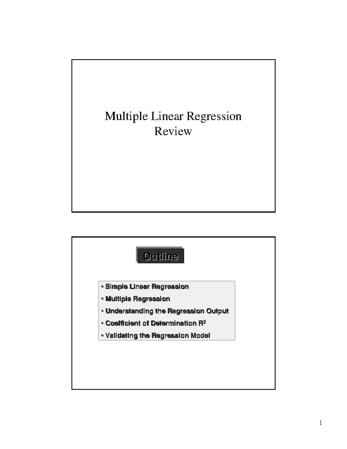 Regression Analysis - Summary Economics and statistics - Multiple ...