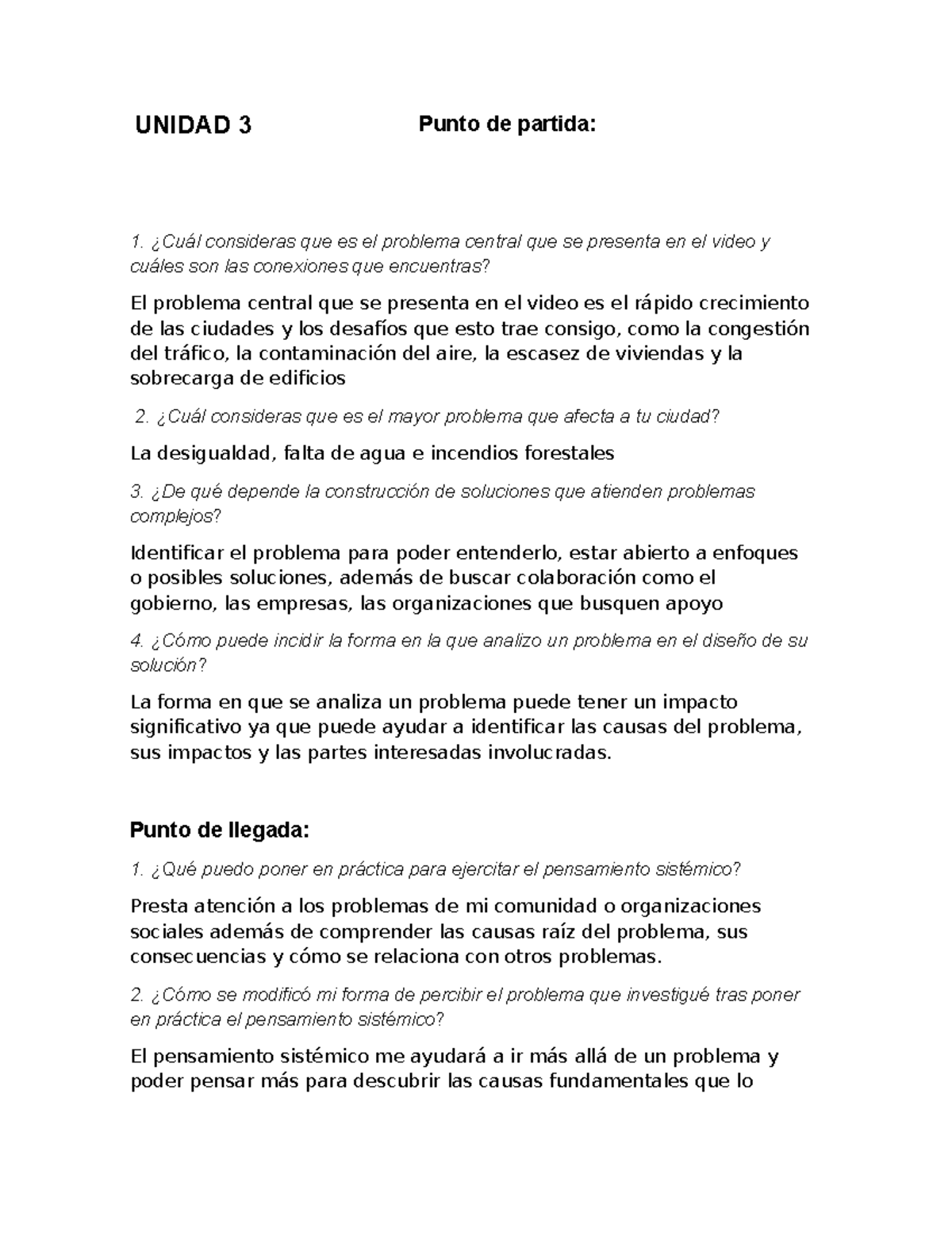 Diario DE Reflexiones Unidad 3 - UNIDAD 3 Punto de partida: 1. ¿Cuál consideras que es el ...