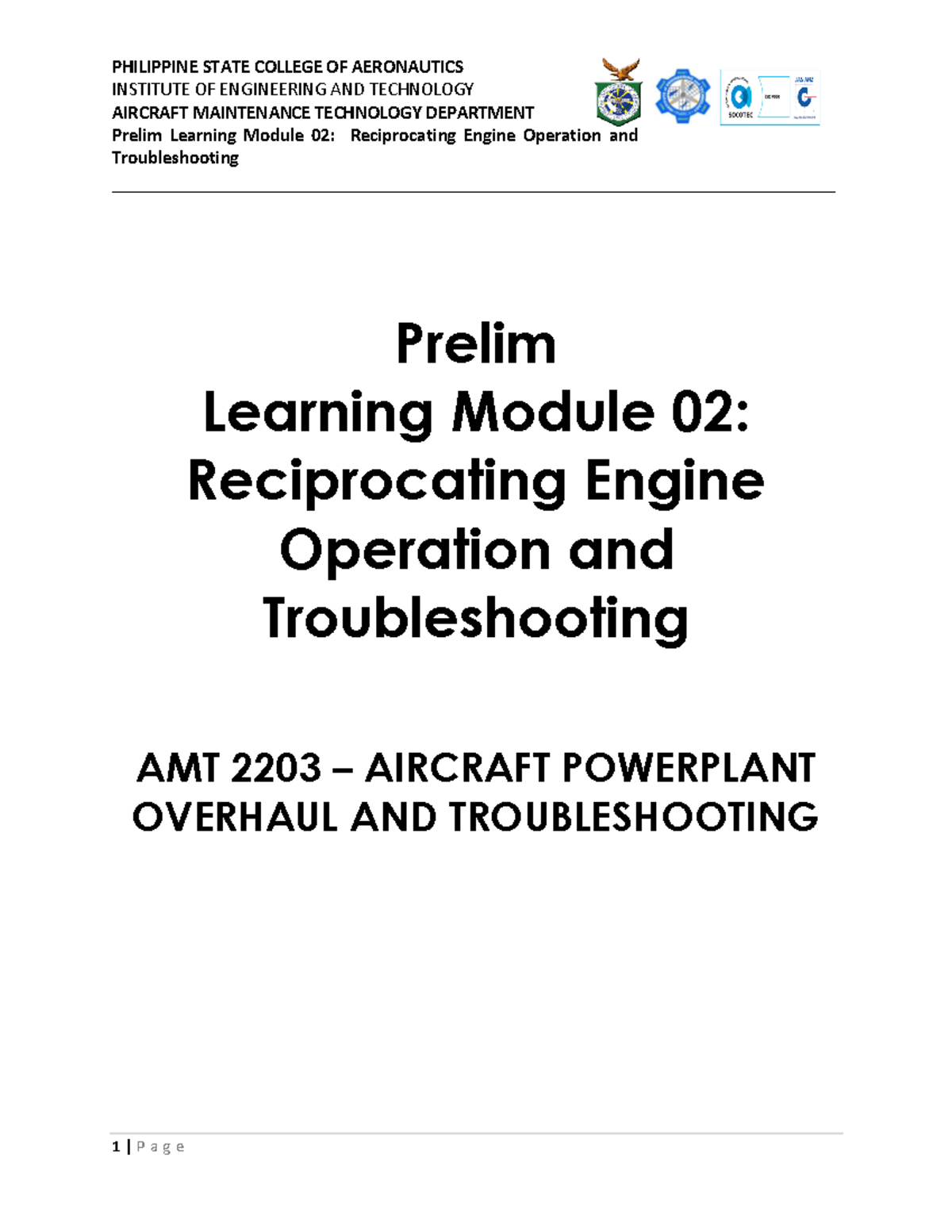 AMT 2203 Prelim Learning Module 02 - INSTITUTE OF ENGINEERING AND TECHNOLOGY AIRCRAFT ...