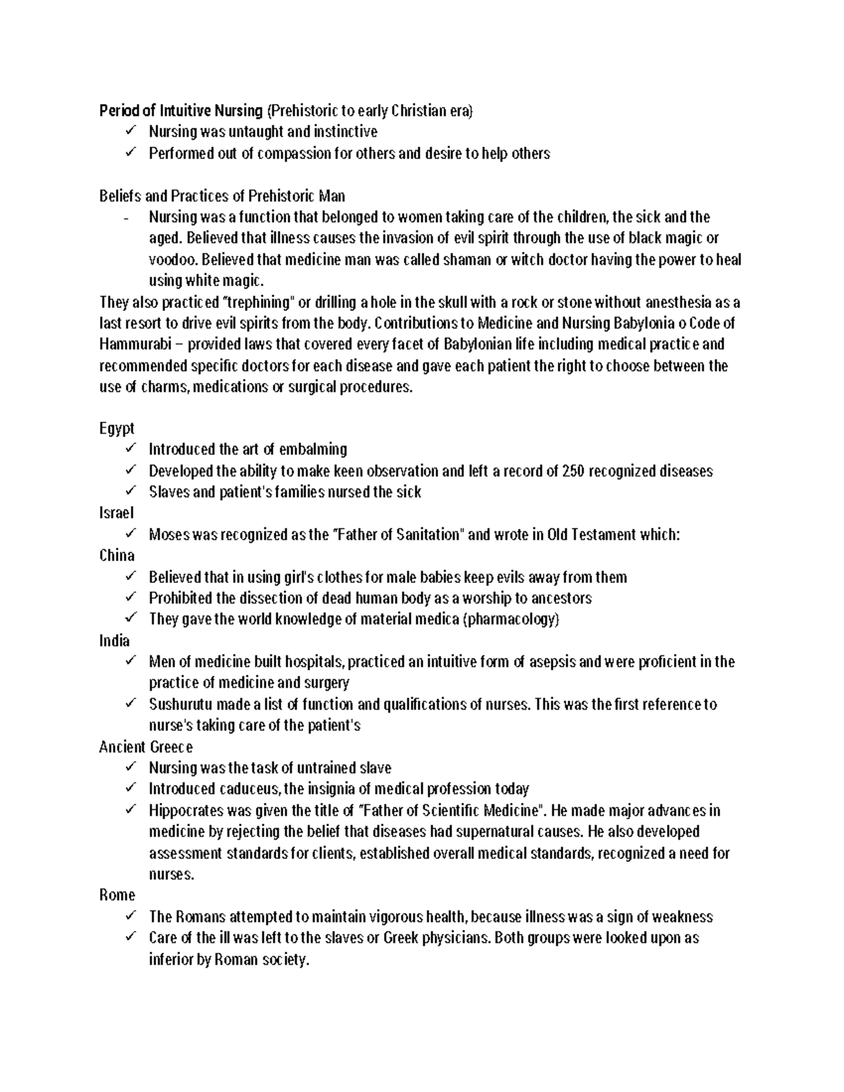Period of Intuitive Nursing - Believed that illness causes the invasion ...