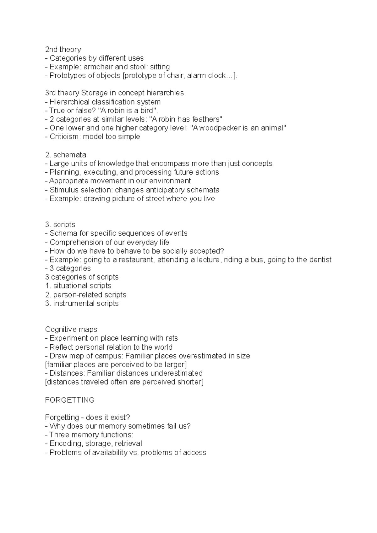2nd theory - Cognitive Psychology - 2nd theory Categories by different ...