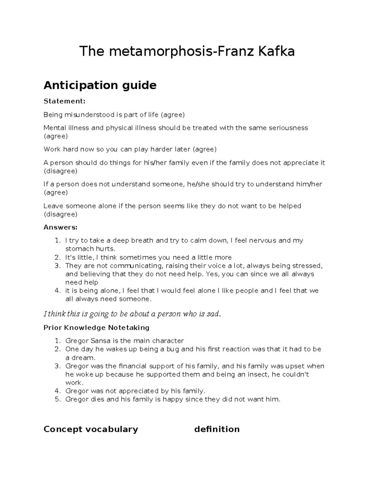 The metamorphosis Ruth - The metamorphosis-Franz Kafka Anticipation ...