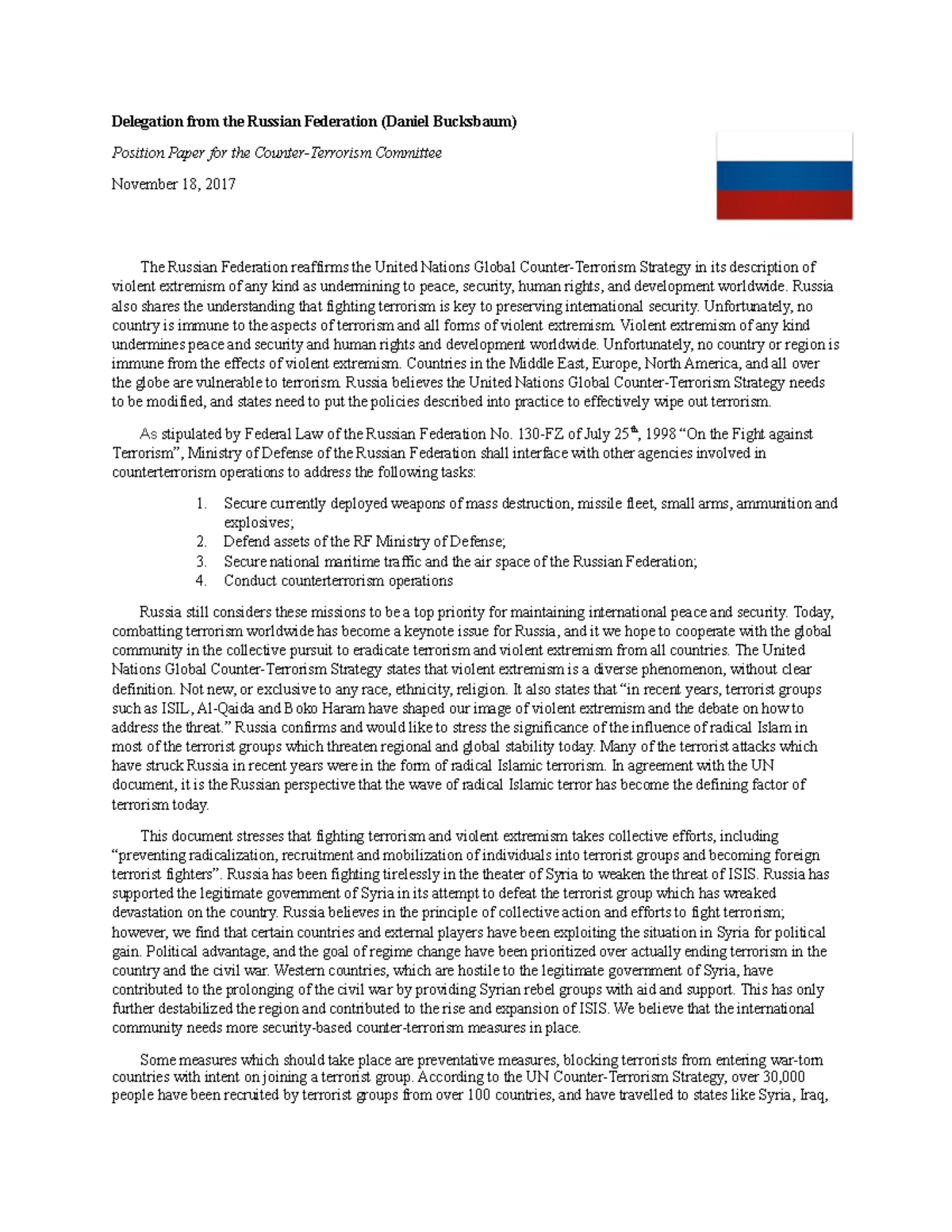 Rusian Policy Papers - Grade: A - Delegation from the Russian ...