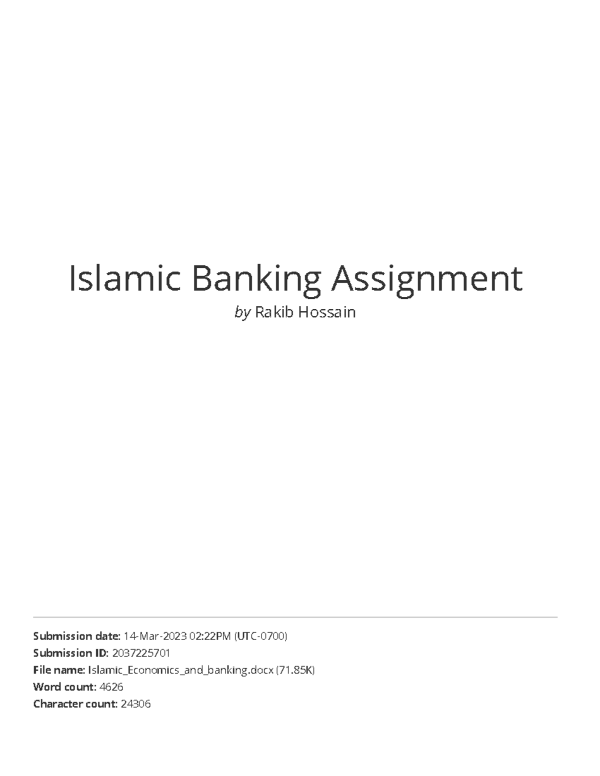 Islamic Banking Assignment - Islamic Finance & Banking - Verb Sp. Sp. Verb Sp. 4 5 S/V 16 Frag ...