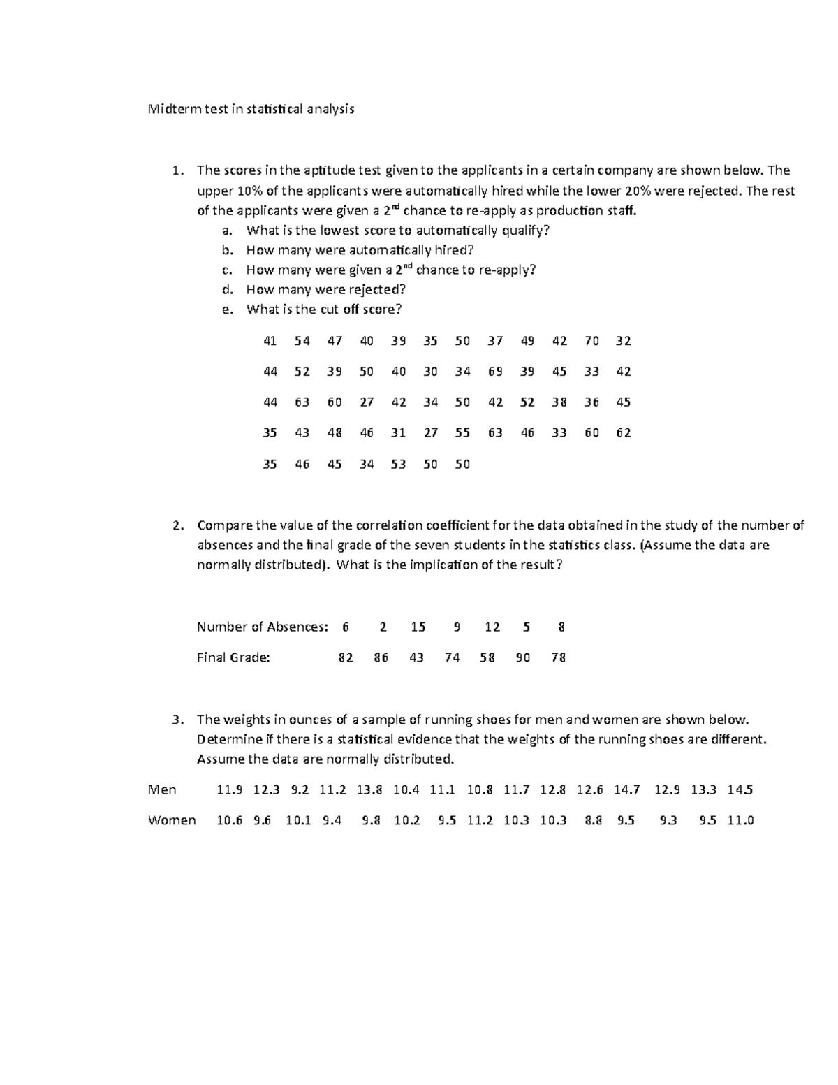 STAT-Midterm BSA-3 - questions and answers - Midterm test in ...