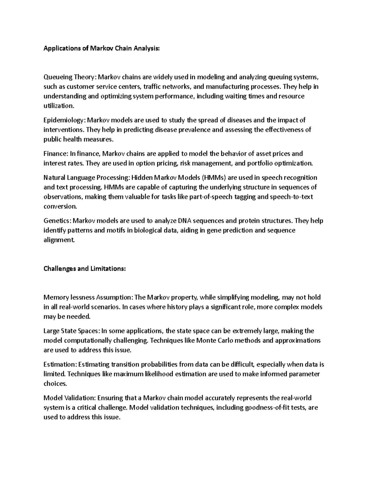 Applications Of Markov Chain Analysis Applications Of Markov Chain Analysis Queueing Theory