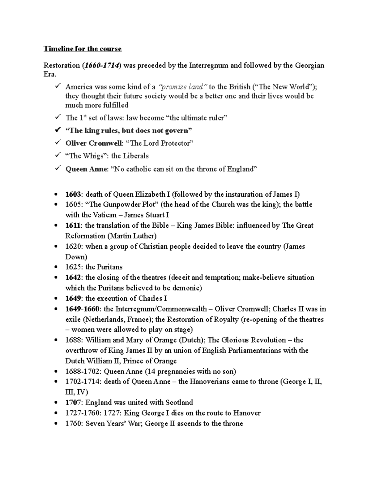 Restauratie-si-Iluminism - Timeline for the course Restoration (1660 ...