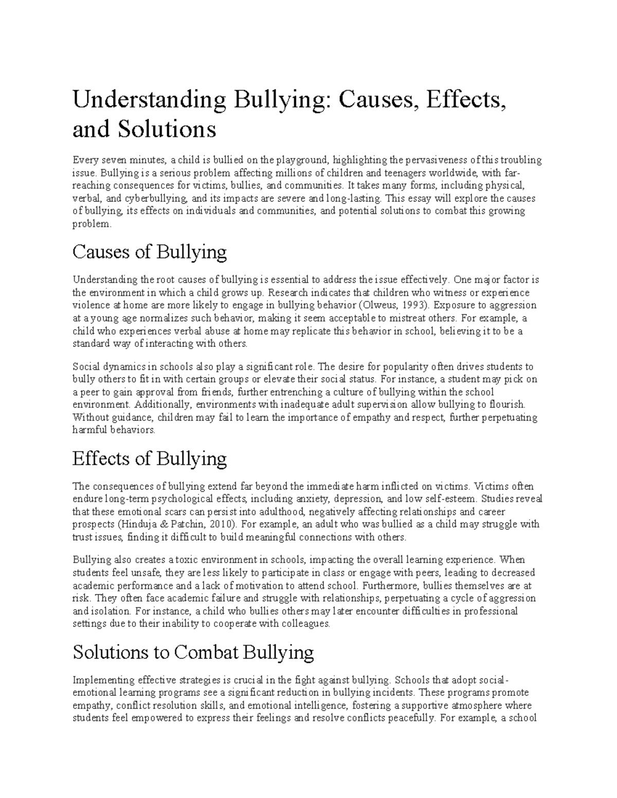 Understanding Bullying Causes, Effects, and Solutions - Understanding ...