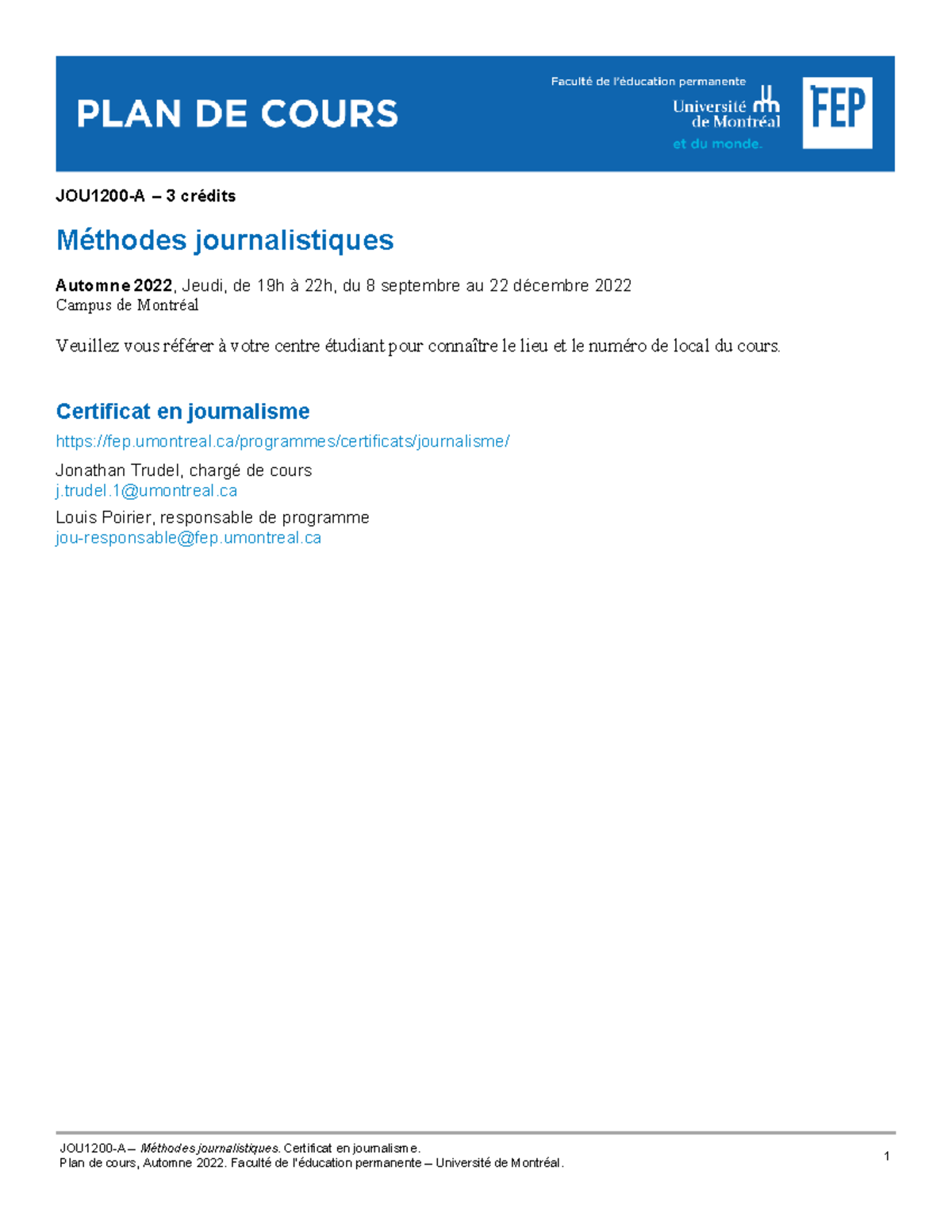 JOU1200-plandecours - plan de cours - JOU1200-A – Méthodes ...