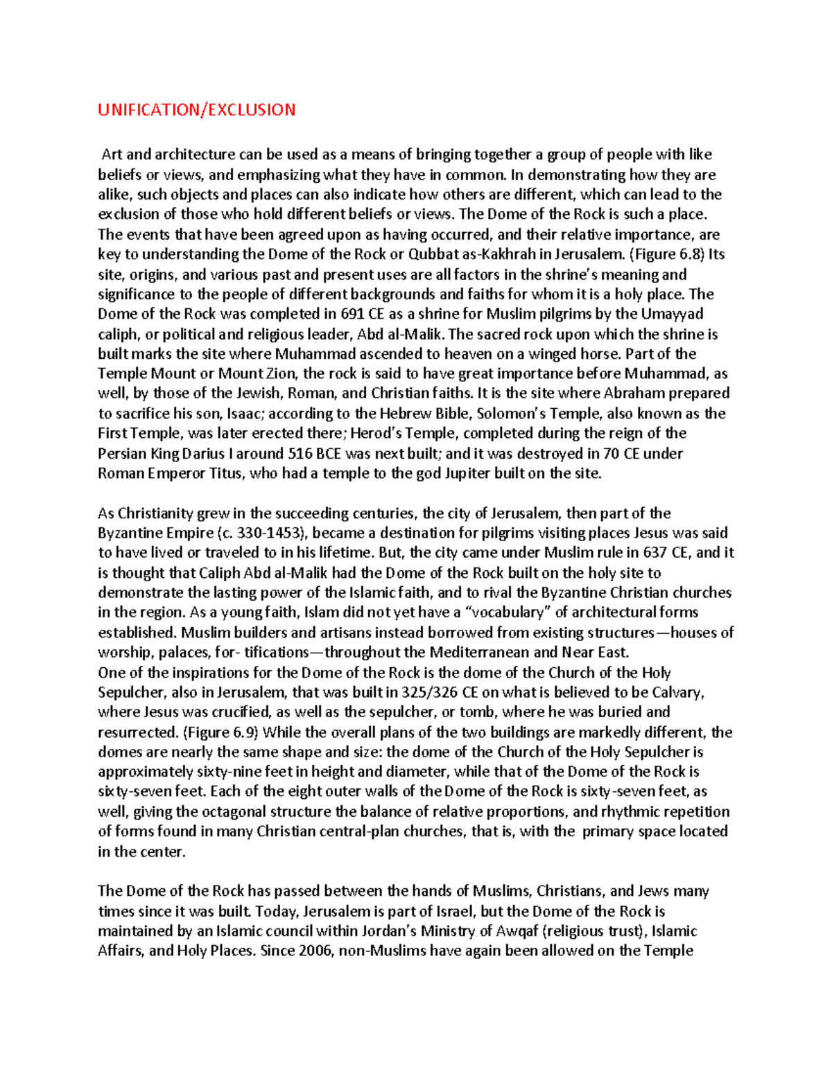 Unification Exclusion - UNIFICATION/EXCLUSION Art and architecture can ...