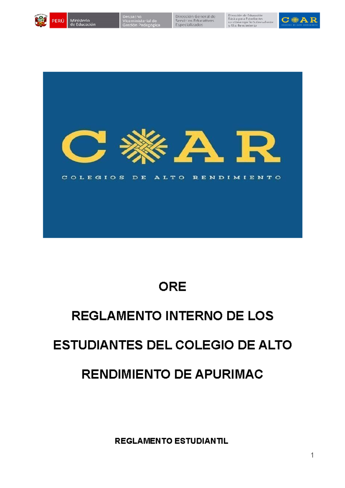 COAR Apurimac Reglamento Estudiantil Version Modificada - ORE ...