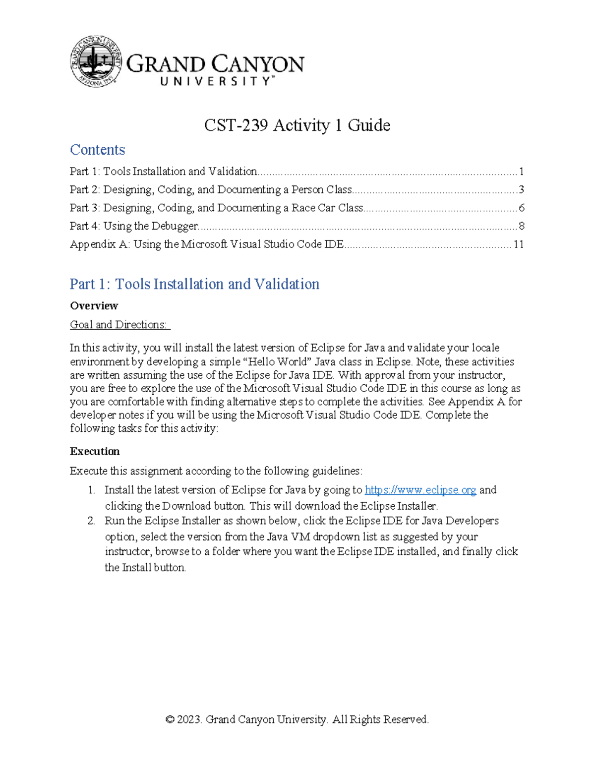 22 - nenen - CST-239 Activity 1 Guide Contents Part 1: Tools Installation and - Studocu