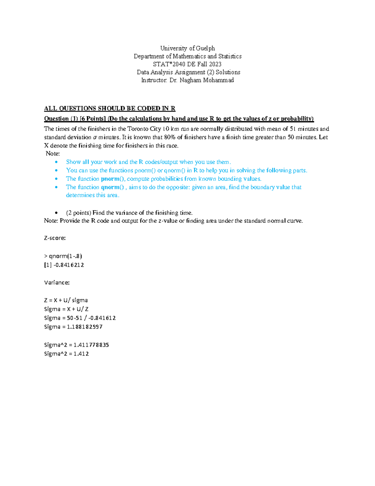 Data Analysis #2 - Second R assignment for stats - University of Guelph Department of ...