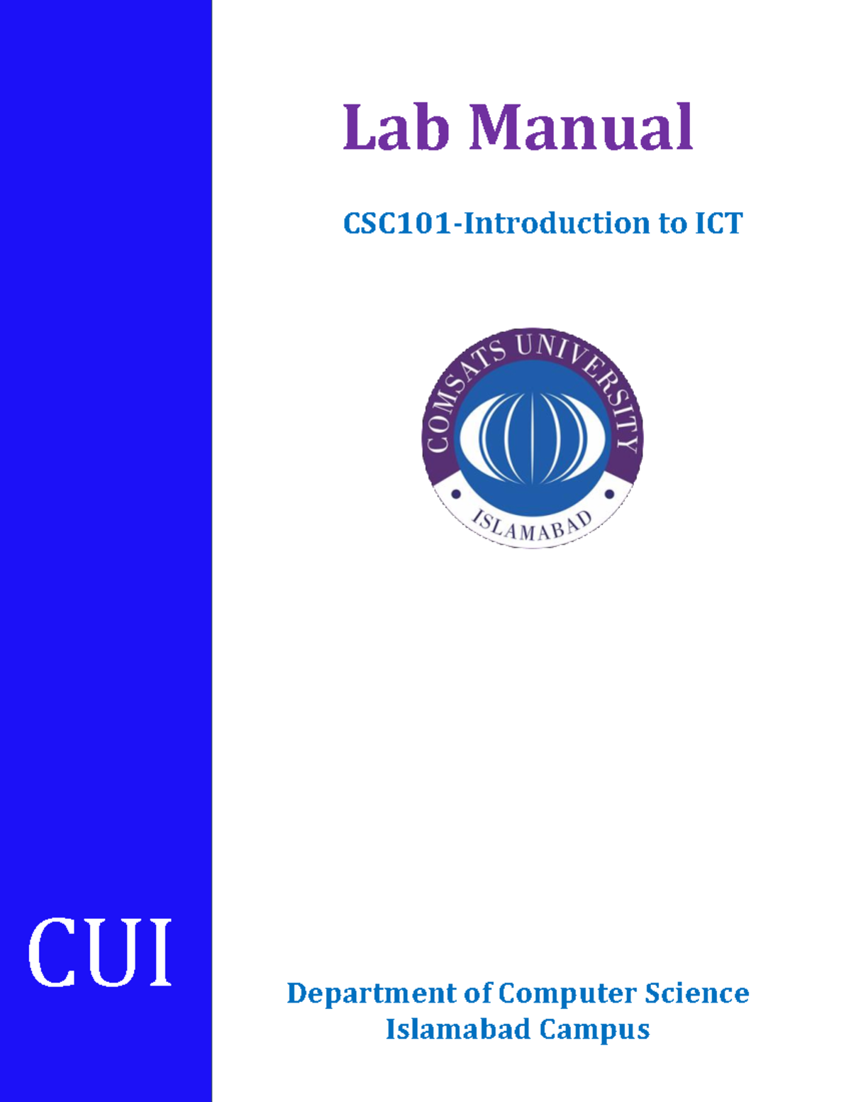 ICT Python Lab Manual - 0 Lab Manual CSC101-Introduction to ICT CUI ...