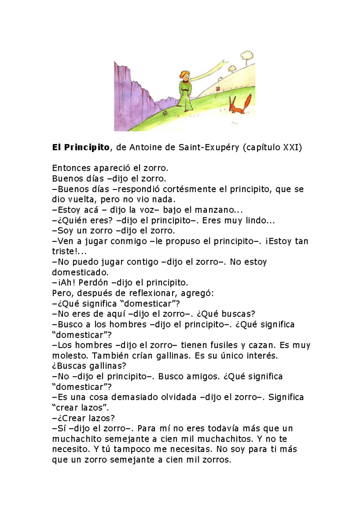 El Principito cap XXI - El Principito, de Antoine de Saint-Exupéry ...