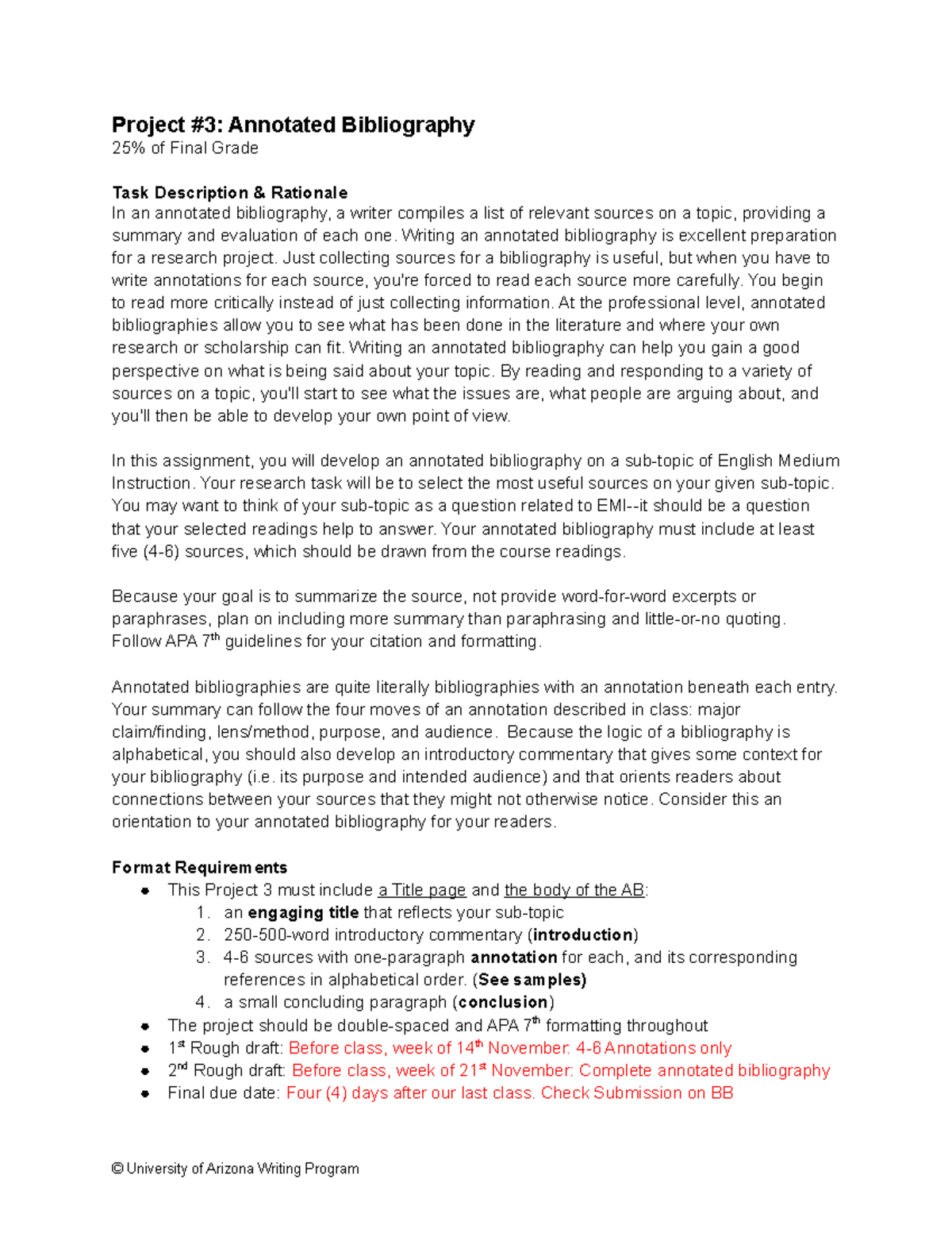 107 Annotated Bibliography Guidelines - Project #3: Annotated ...