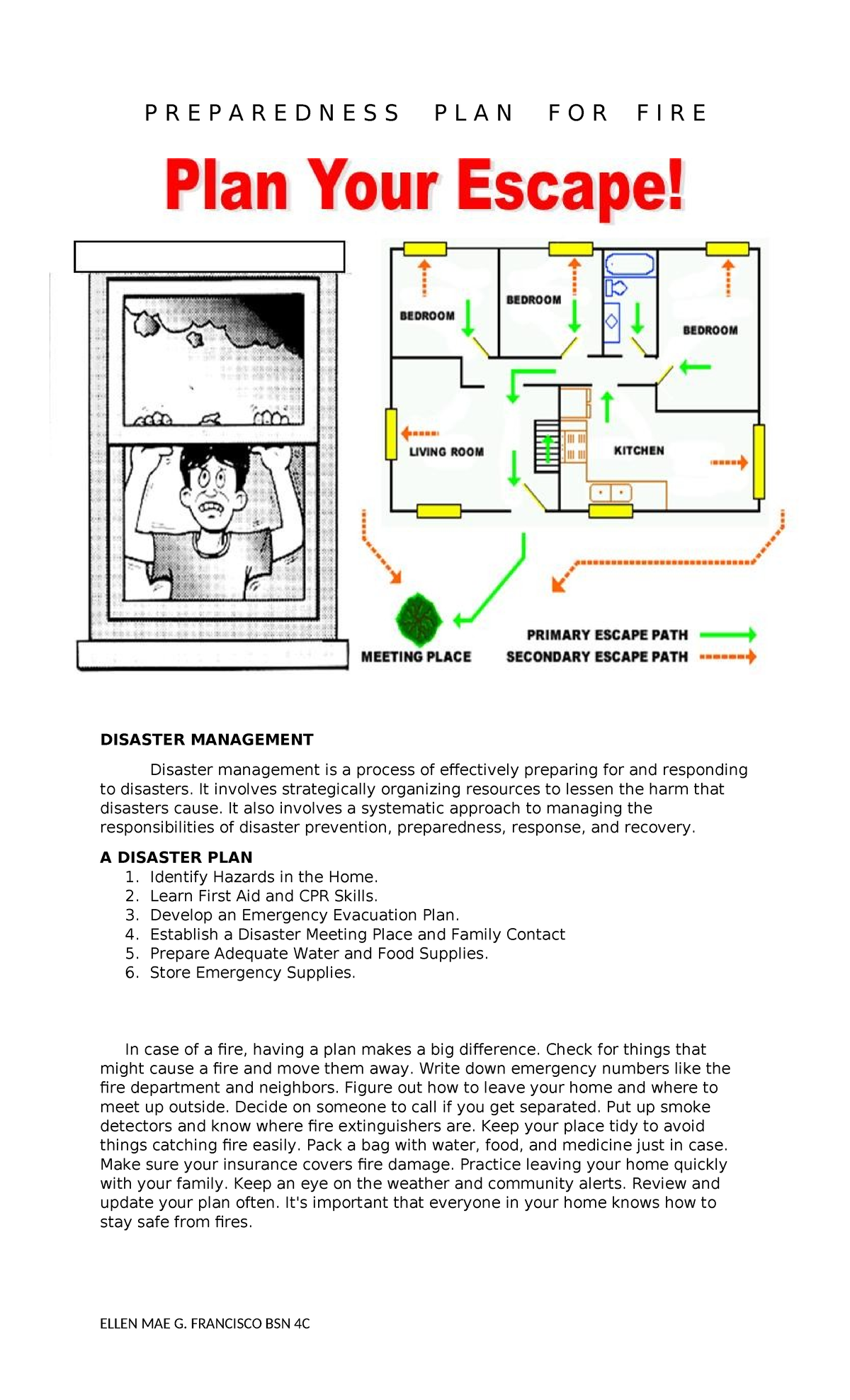 Activity. Preparedness PLAN. francisco bsn 4c - P R E P A R E D N E S S ...