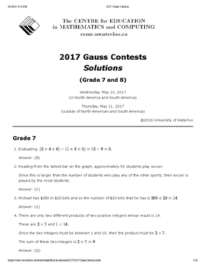 2023 Gauss Solution - math - 2023 Gauss Contests Solutions (Grade 7 and ...