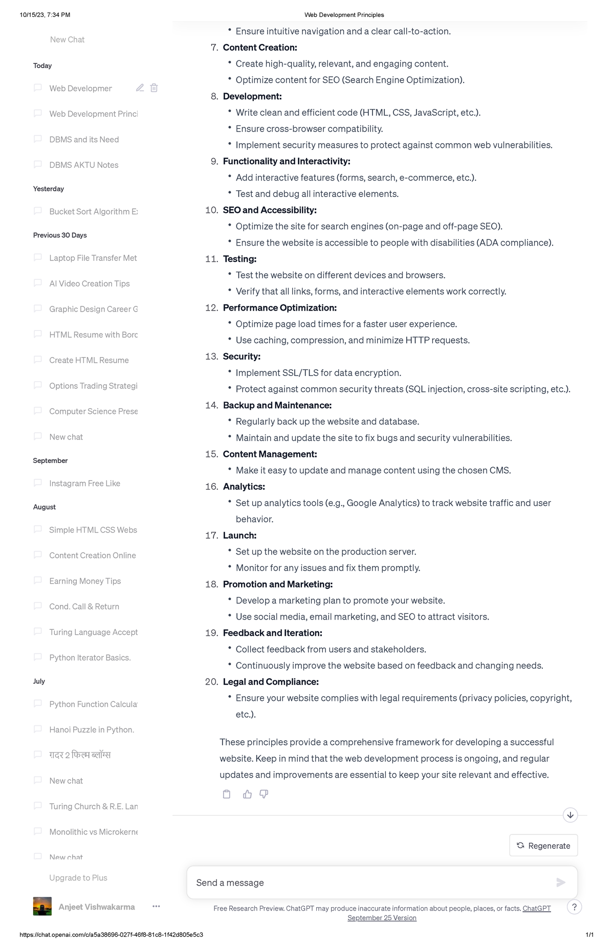 Web Development Principles - openai/c/a5a38696-027f-46f8-81c8-1f42d805e5c3 1/ New Chat Upgrade ...