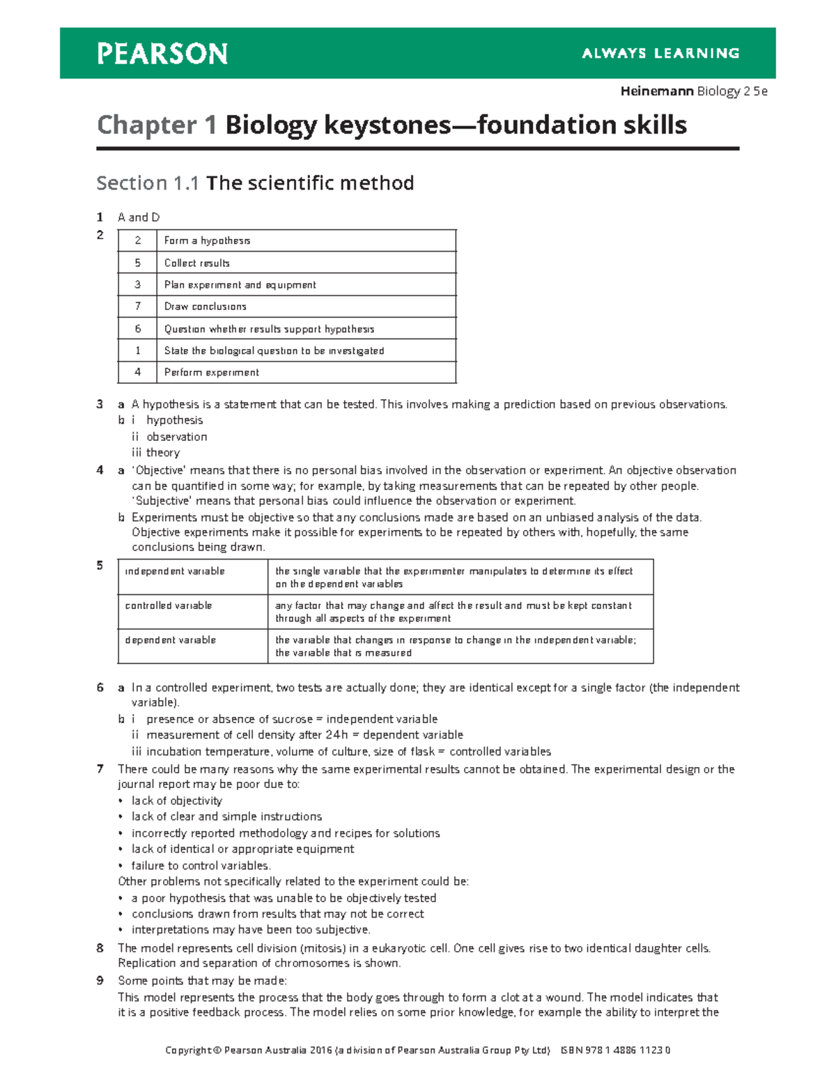 Biology 3 4 Solutions - Lecture notes es - Chapter 1 Biology keystones ...