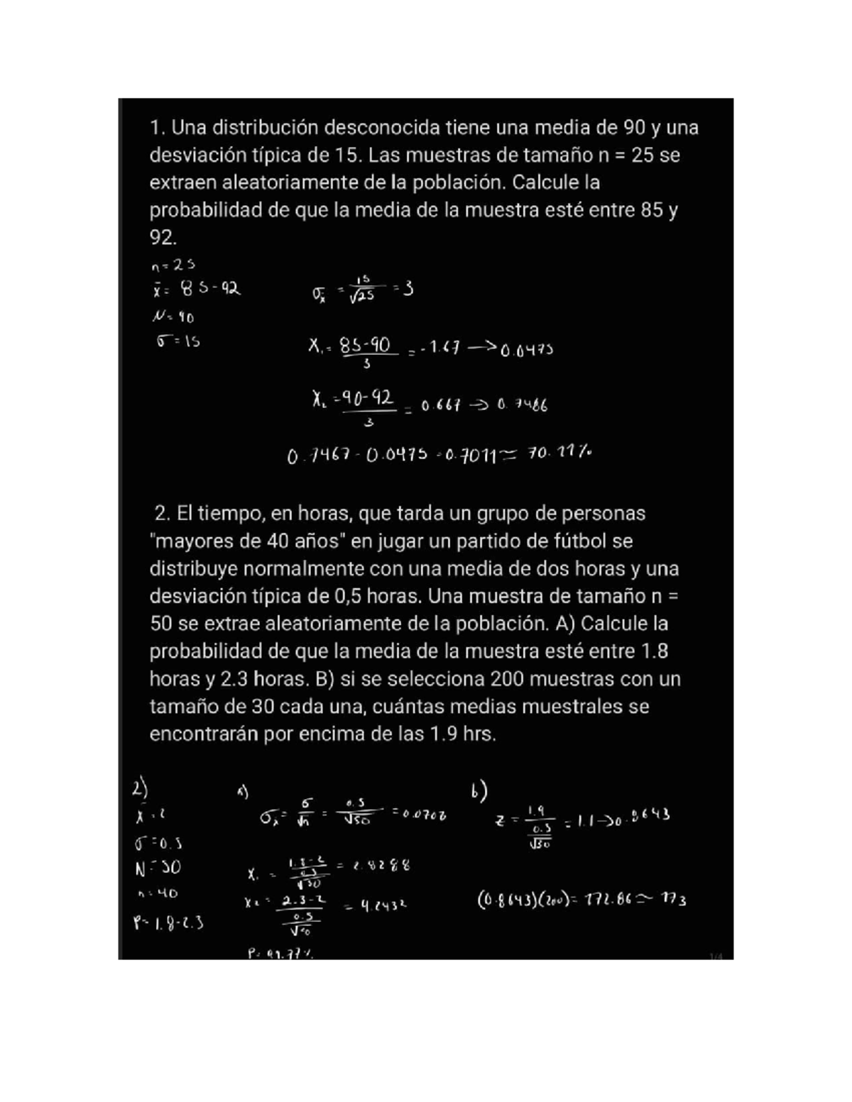 Distribucion muestral de la media - 1. Una distribución desconocida tiene una media de 90 y una ...