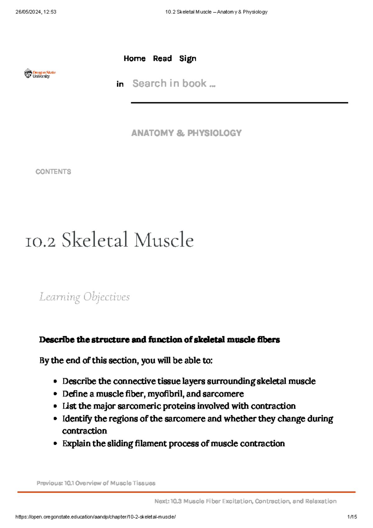 10.2 Skeletal Muscle – Anatomy & Physiology - Home Read Sign in ANATOMY ...